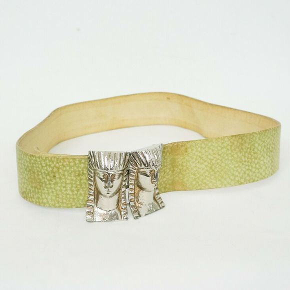 Vintage | Accessories | Vintage Pharaoh Buckle Leather Belt Egyptian ...